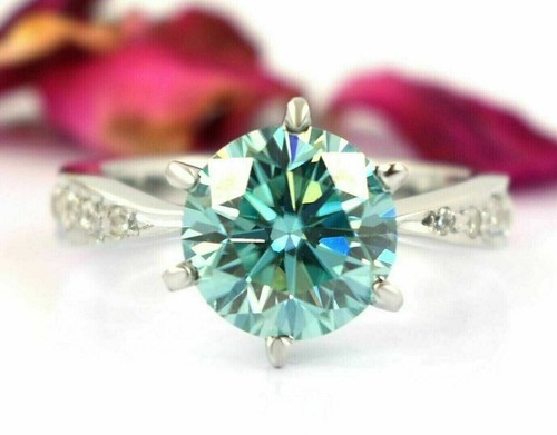 5 Ct Blue Treated Diamond Ring With Accents Great Shine And Luster ...