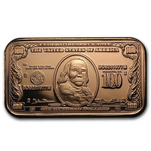 Lot of 20 - 1 oz Copper Bar - $100 Ben Franklin Note | eBay