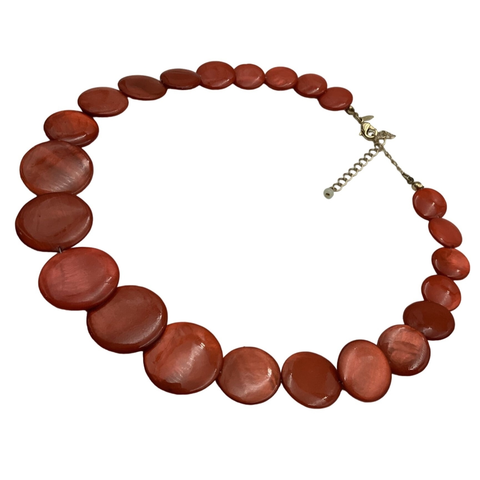 NWT Red Coral MOP Mother of Pearl Shell Disk Statement Necklace 14 ...