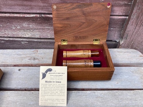 DUCKS UNLIMITED DON KLEINSCHMIDT HARPERS FERRY DUCK CALL SET w WOOD BOX ...