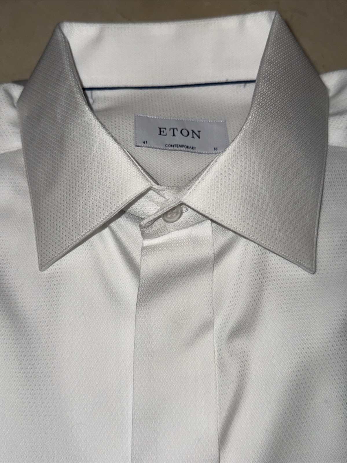 ETON MENS WHITE COVERED PLACKET FORMAL/TUXEDO DRESS SHIRT SIZE 16/35 ...