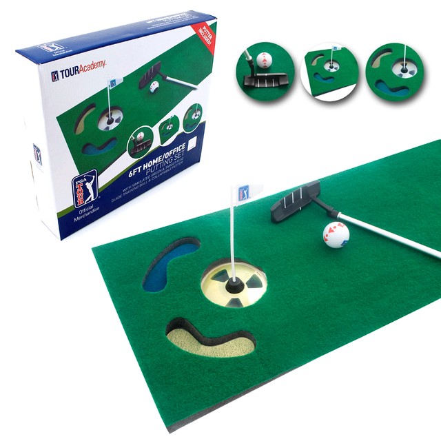 PGA Tour 6ft Putting Mat With Collapsible Putter Alignment Guide Golf ...