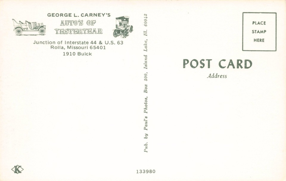 MO~MISSOURI~ROLLA~GEORGE CARNEY'S AUTOS OF YESTERYEAR~1910 BUICK | eBay