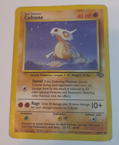 Cubone Pokemon Card 40HP 56/64 Regular | eBay
