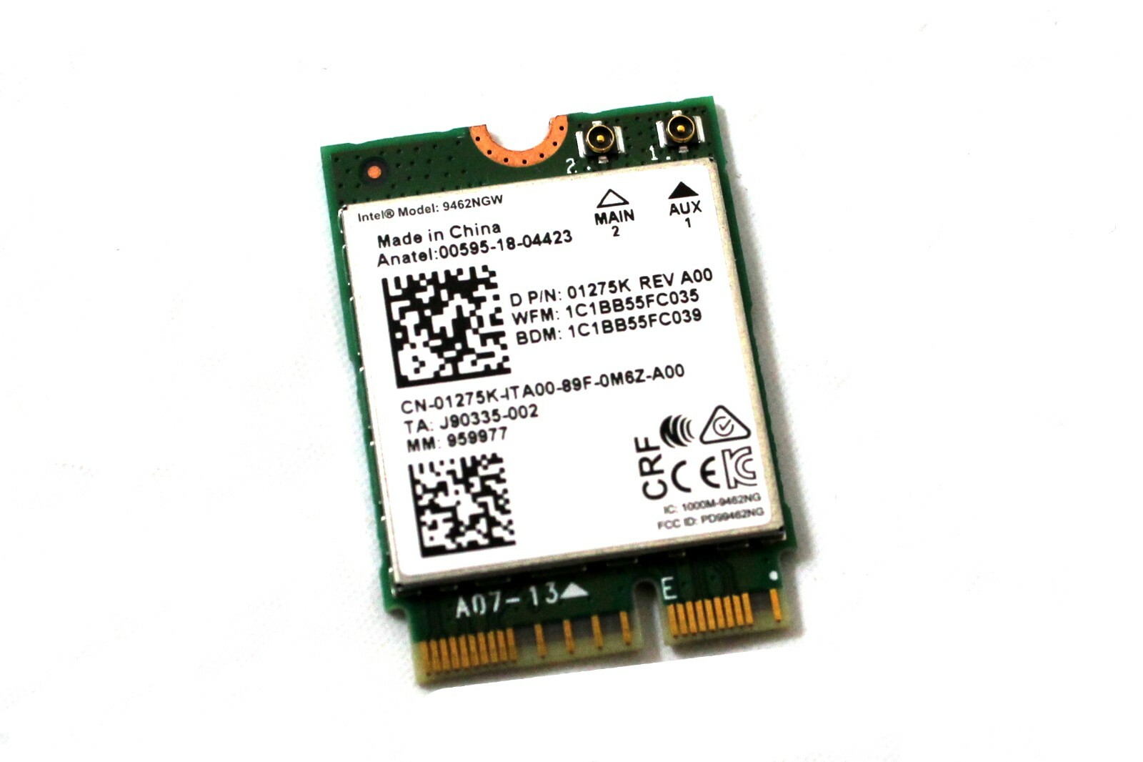 1275K Dell OEM Intel Wireless 9462 WLAN 802.11ac Dual Band WiFi BT 5.0 ...