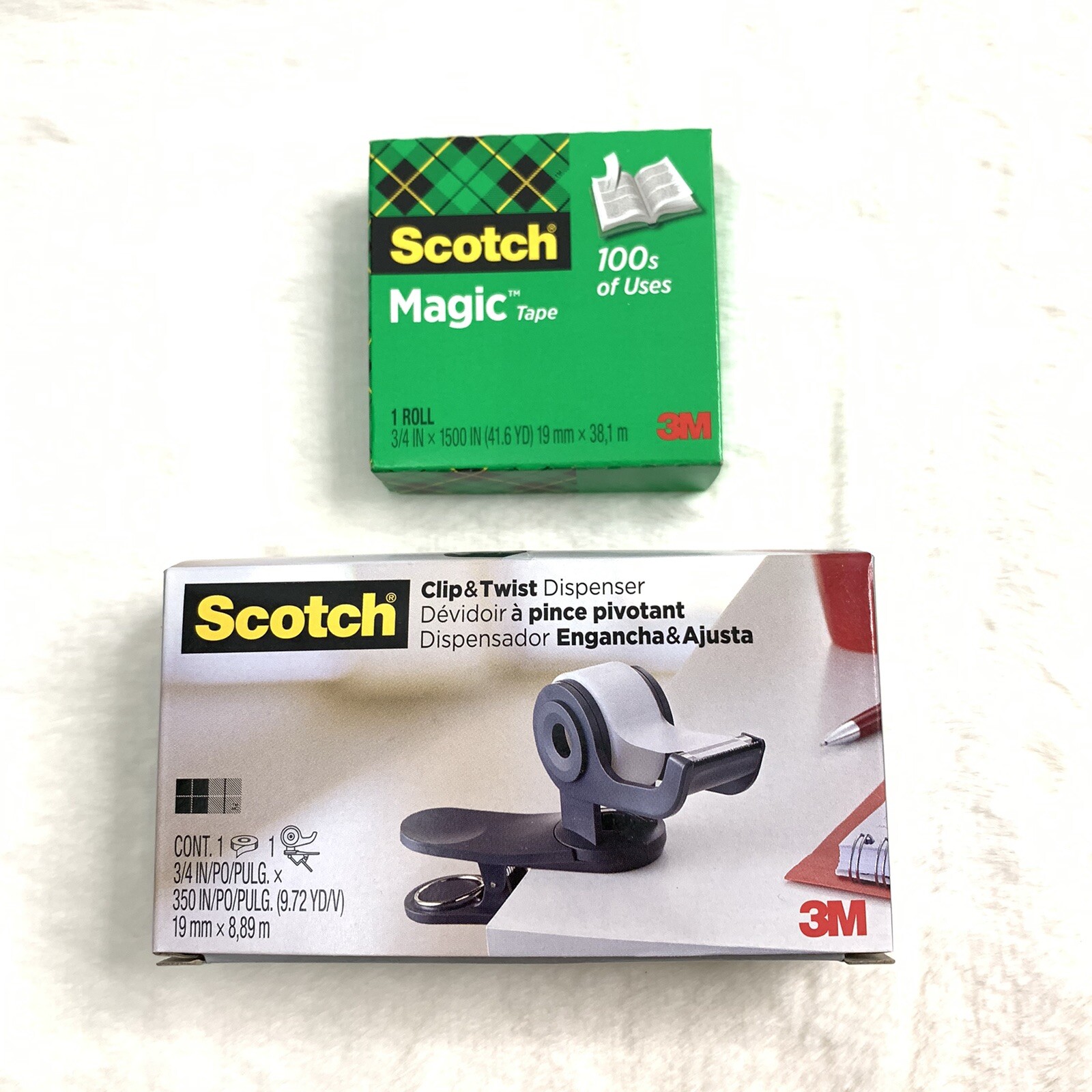 3M Scotch Clip & Twist Tape Dispenser Great for Desktops And A Roll ...