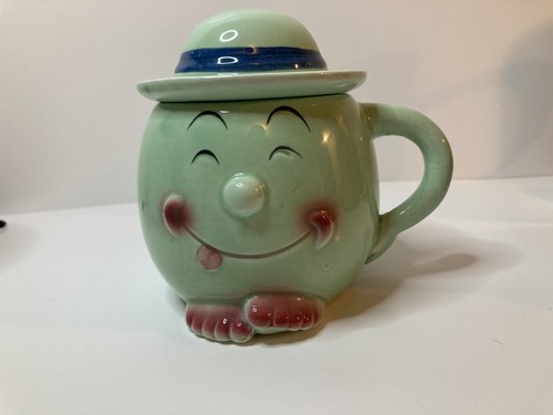 Vintage Smiling Face Coffee Teacup with Top Green Color 8 oz Ceramic | eBay