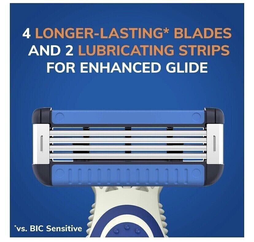BIC Easy Rinse 4-Blade Refillable Men's Razor W/ 2 Cartridges ( 3 Pack ...