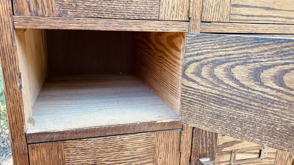 Rare Antique Oak Post Office 33 Door File Cabinet Apothecary Card ...