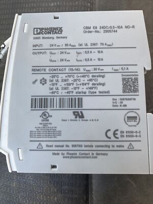 Phoenix Contact Circuit Breaker CBM E8 24DC/0.5-10A NO-R 2905744 | eBay