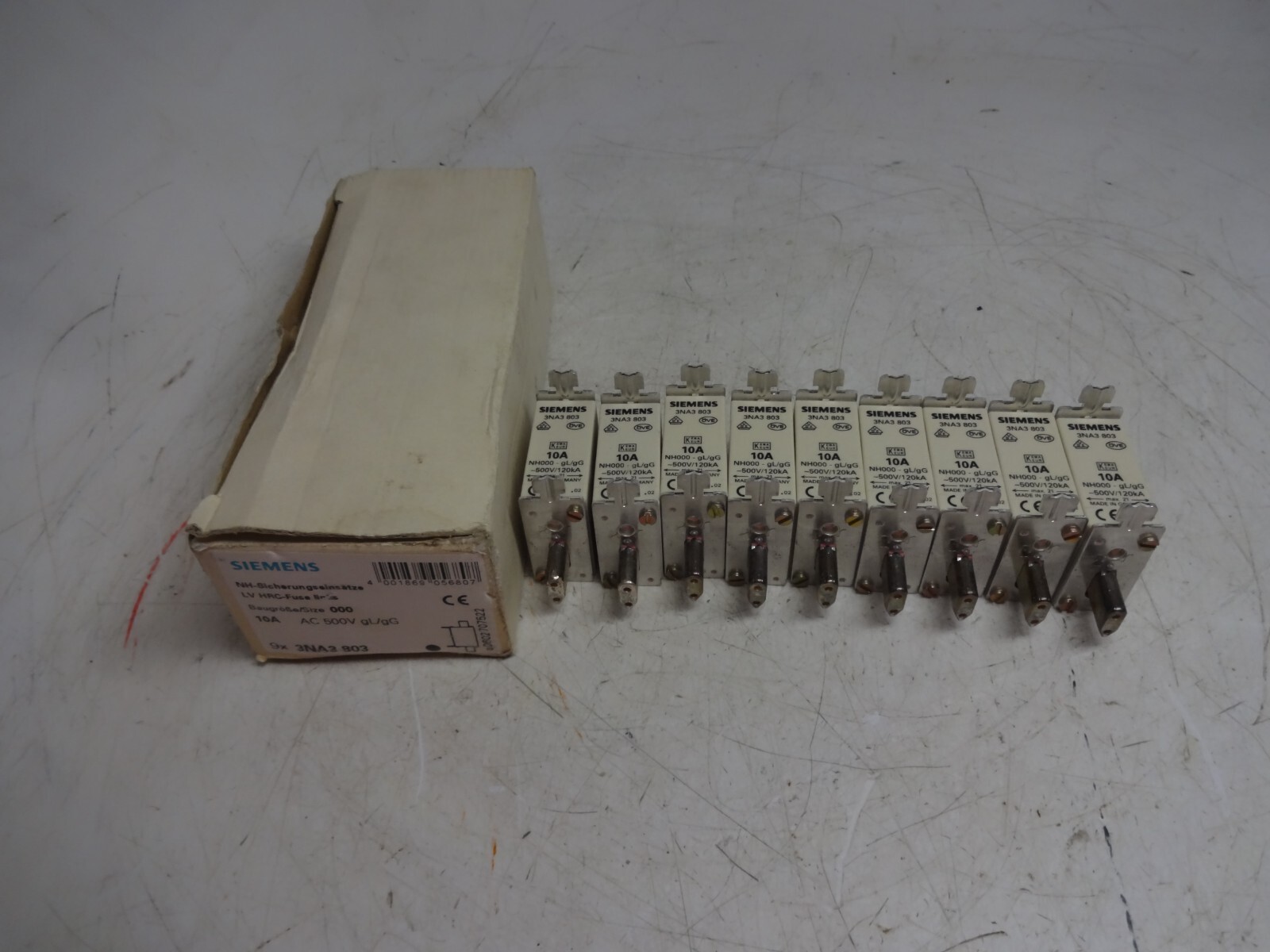 New Box of 9 Siemens Fuse Link 3NA3 803 3NA3803 10A 500V 120kA 10 Amp ...