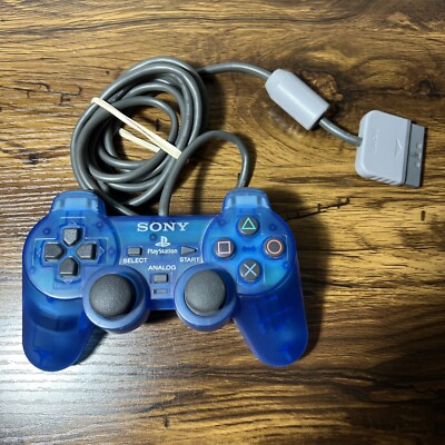 Official Sony PlayStation PS1 DualShock Clear Blue Controller SCPH-1200 ...