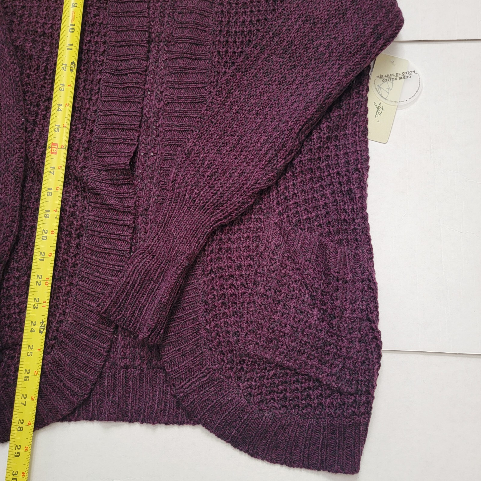 Womens Sweater Stitch Fix Cardigan Knit Open Front Pockets Dark Purple ...
