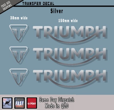 Triumph style silver STICKERS DECALS X 6 Vinyl cut Tank Window | eBay