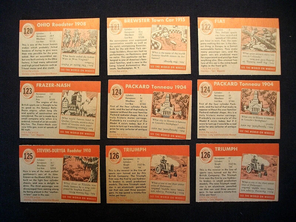 1954 Topps WORLD ON WHEELS cards NM/NM-MT + QUANTITY U PICK READ BEFORE ...
