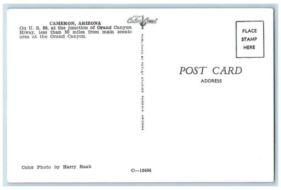 Cameron Arizona AZ Postcard US 89 At Junction Of Grand Canyon Hiway ...