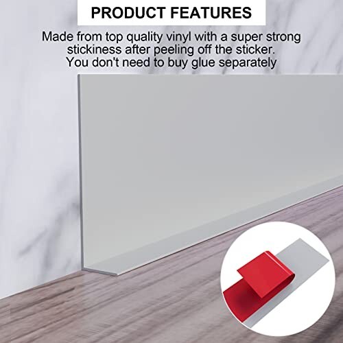 Flexible Baseboard Molding: 5" x 60' Self-Adhesive Vinyl Cove Base ...