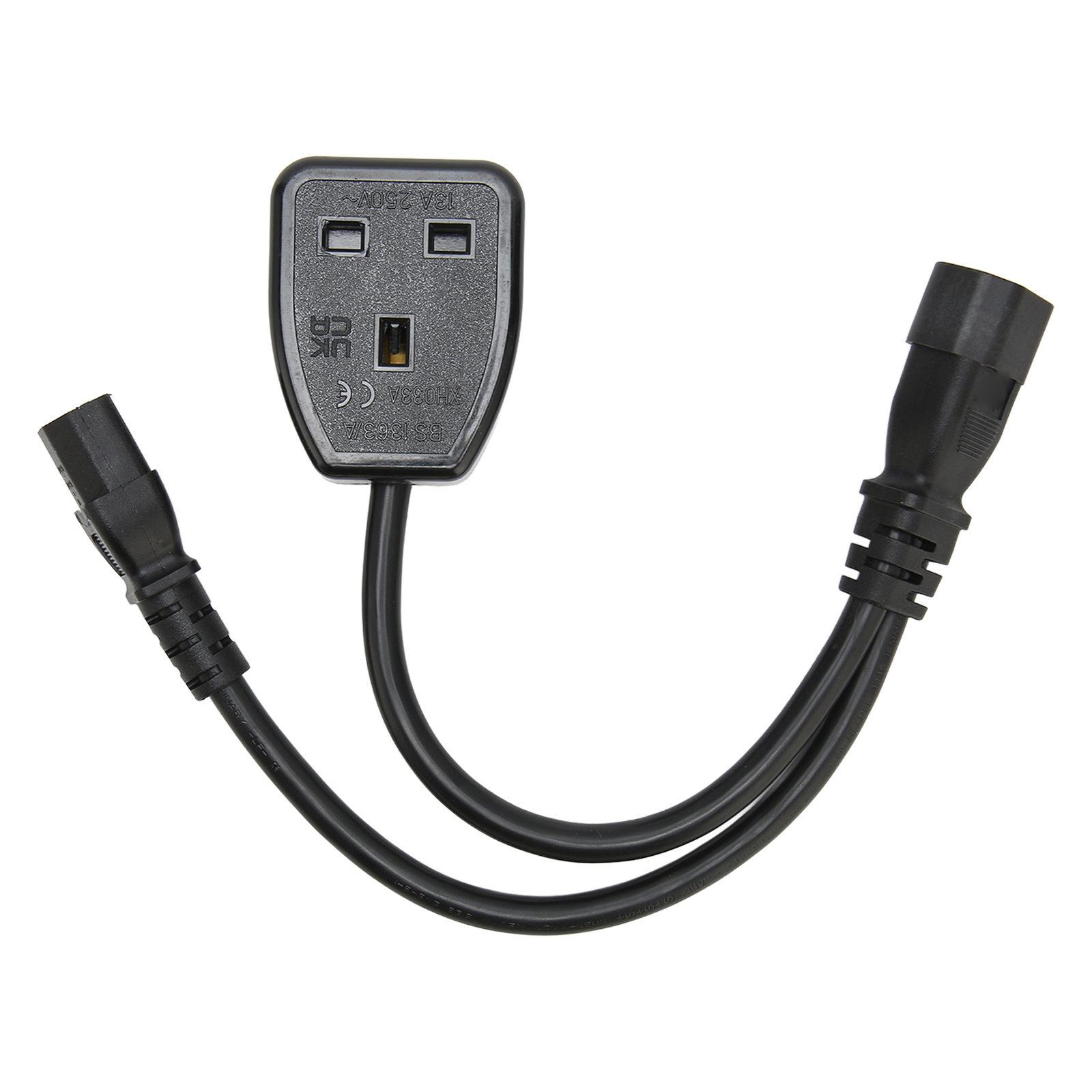 IEC320 C13 UK Plug Female To C14 Male Cable 1 In 2 Out Waterproof ...