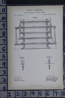 1871 MARSTON BROOKS NEW YORK STAIR ROD CONSTRUCTION HOME PATENT LITHO ...