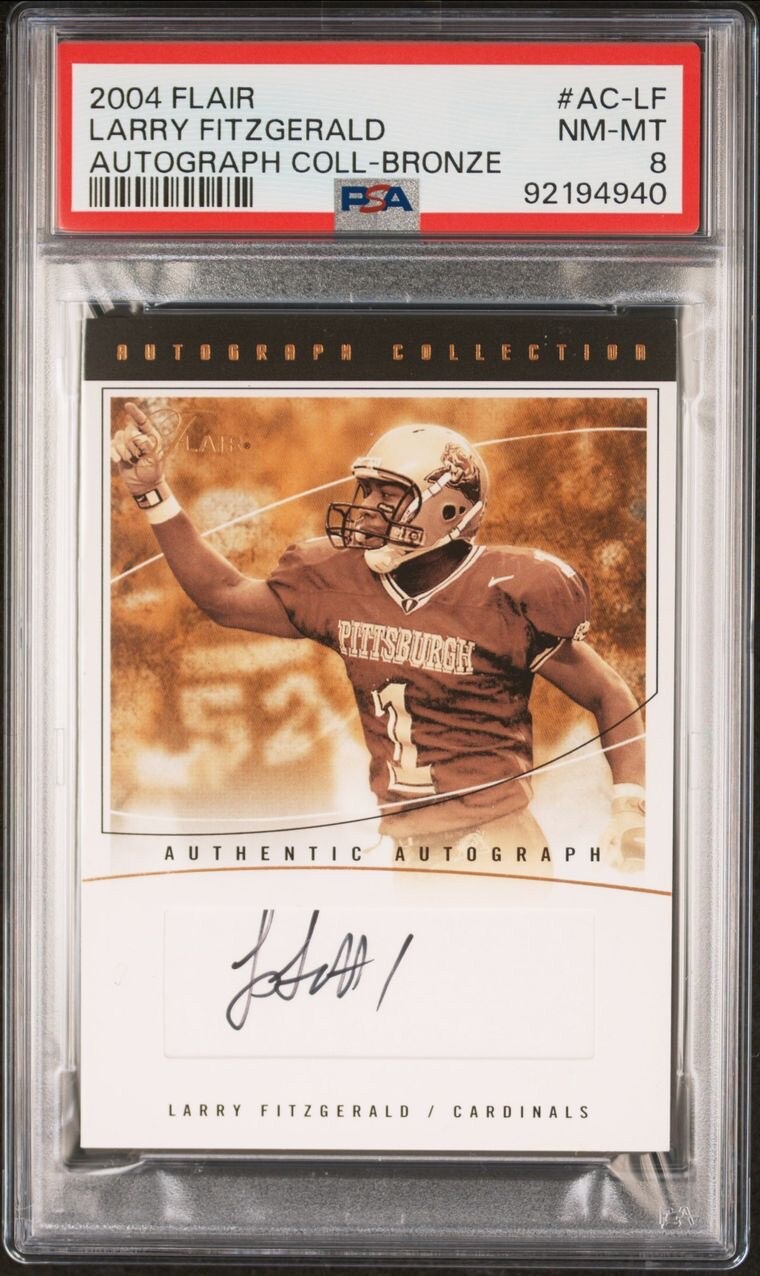 2004 larry fitzgerald Fleer Flair Auto Autograph Collection /82 PSA 8 ...