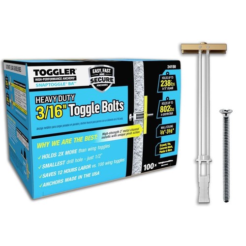 SNAPTOGGLE Heavy-Duty Drywall Toggle Bolt – 3/16"-24 UNC Zinc-Plated ...