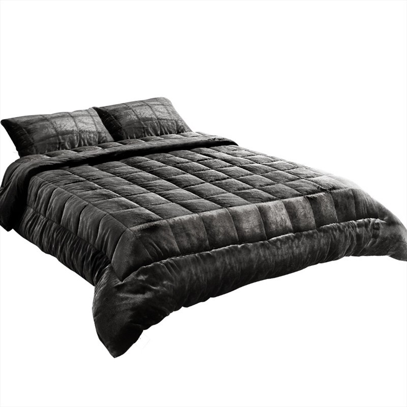 Giselle Bedding Faux Mink Quilt King Size Charcoal | eBay