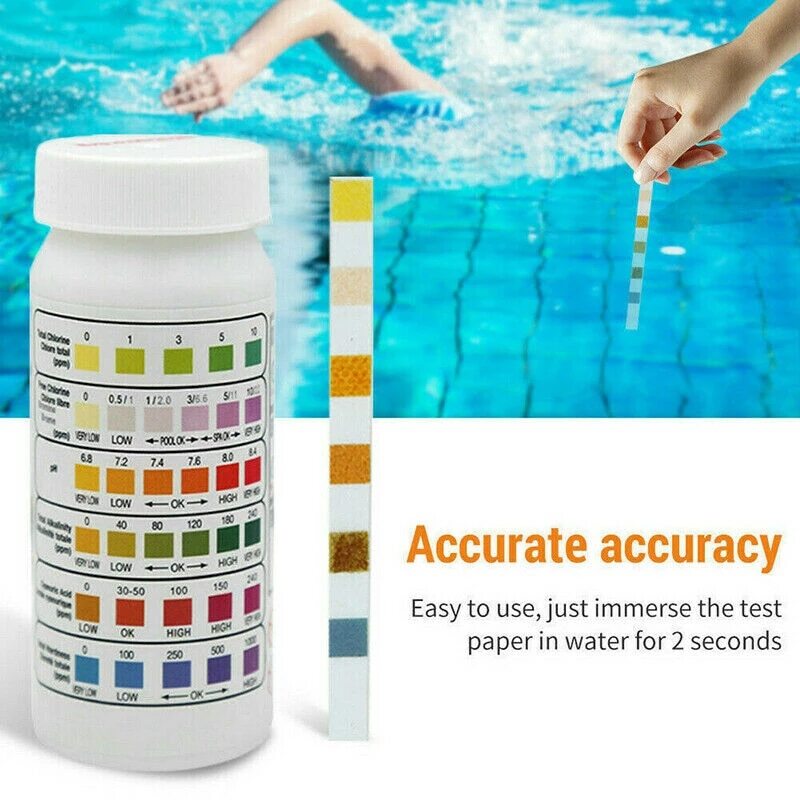 6 IN 1 Chlorine Dip Test Strips Hot Tub SPA Swimming Pool PH Tester ...