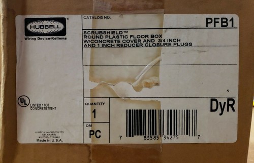 HUBBELL PFB1 ROUND PLASTIC FLOOR BOX W/CONCRETE COVER 3/4 & 1" 1Z-1820 ...