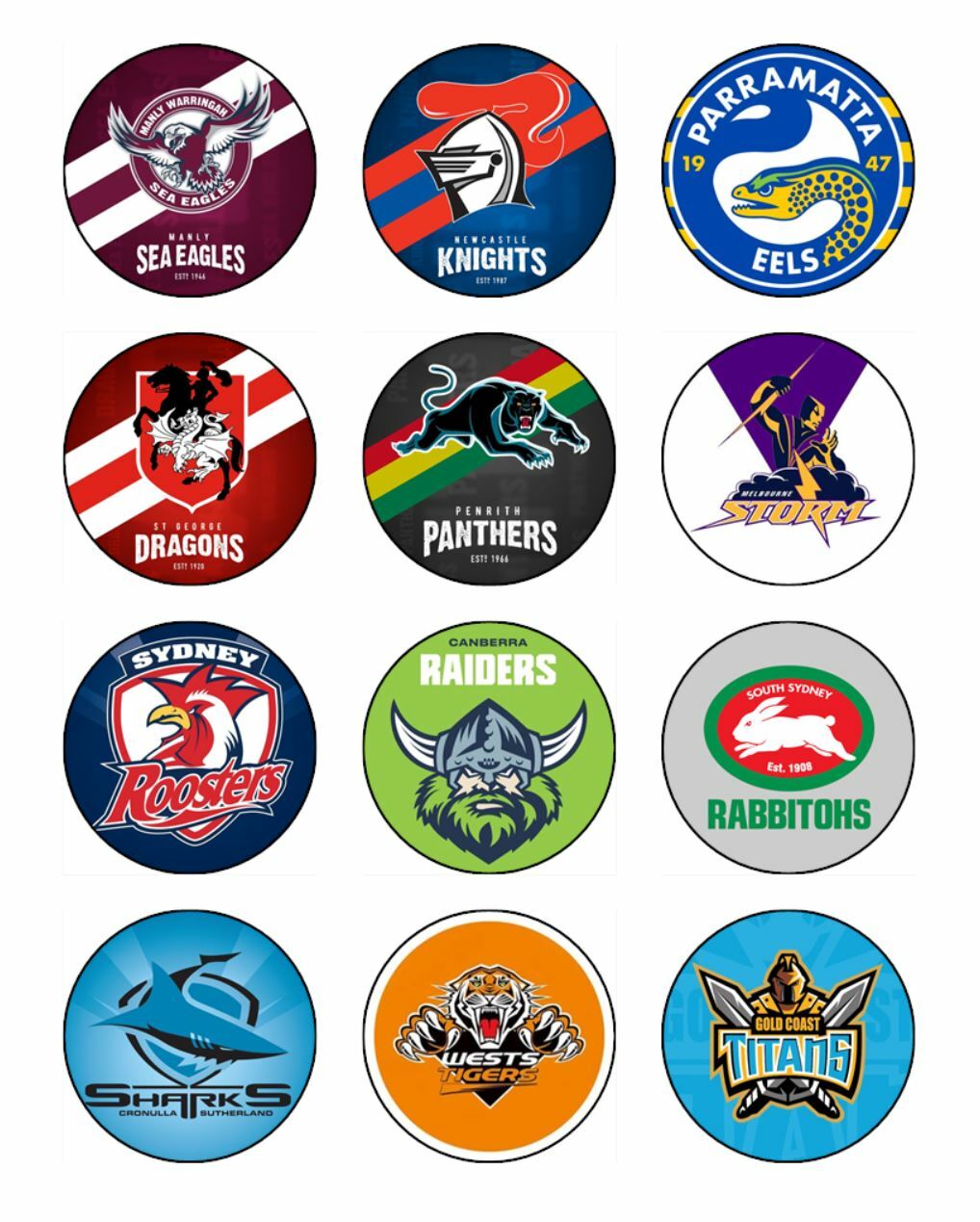 Rugby NRL Teams Cupcake Toppers Edible Icing Sports Cake Decorations ...