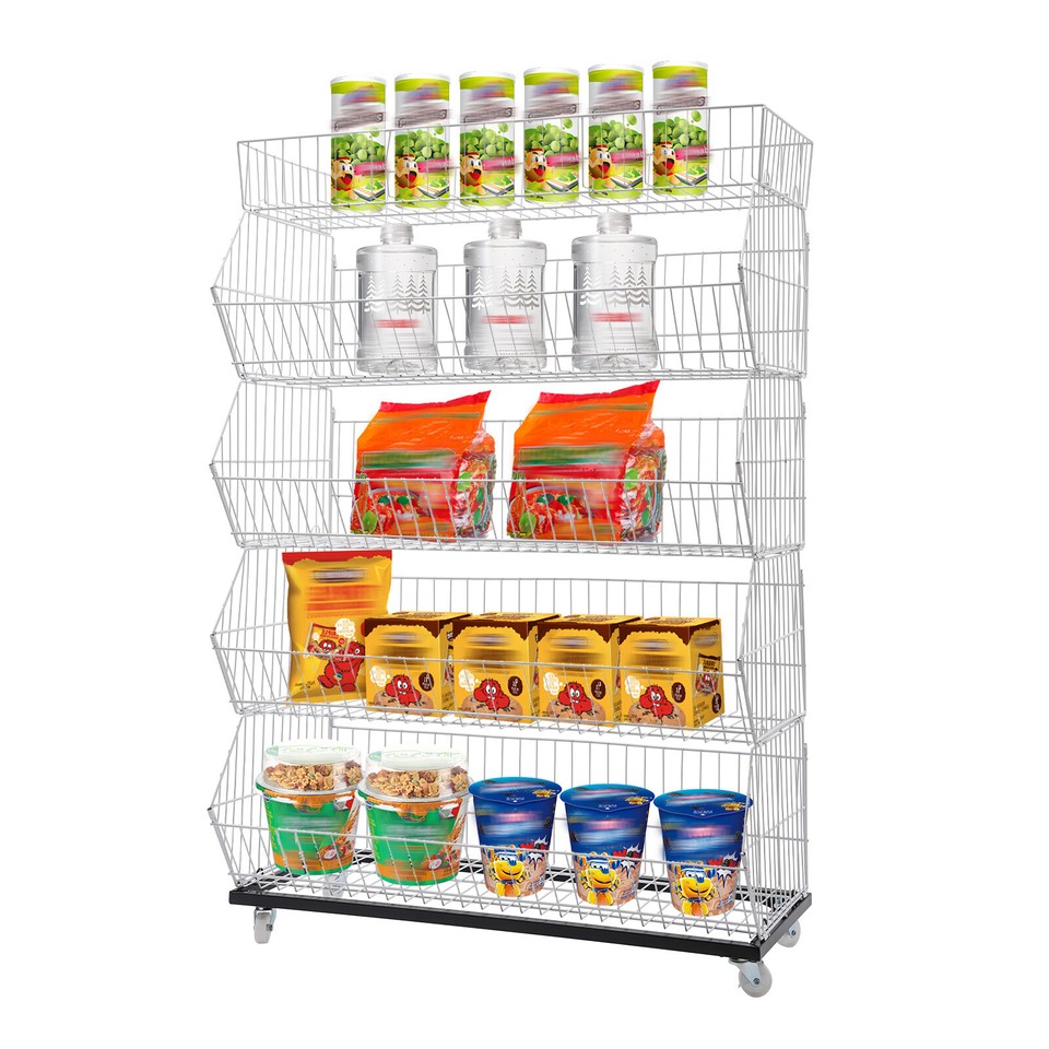 5 Tier Wire Grid Retail Display Shelf Merchandise Display Rack Stand w ...