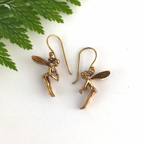 Cute 3D TINKERBELL Gold Fairy Earrings - Winged Nymph Fairies on Hooks ...