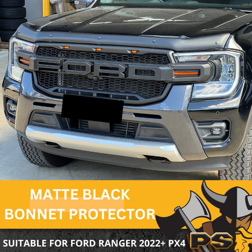 Matte Black Bonnet Protector for Ford Ranger Raptor Next Gen 2022+ PX4 ...