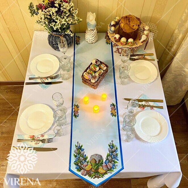 Easter Bead Embroidery Kit Needlepoint Decorative Table Linen Runner ...