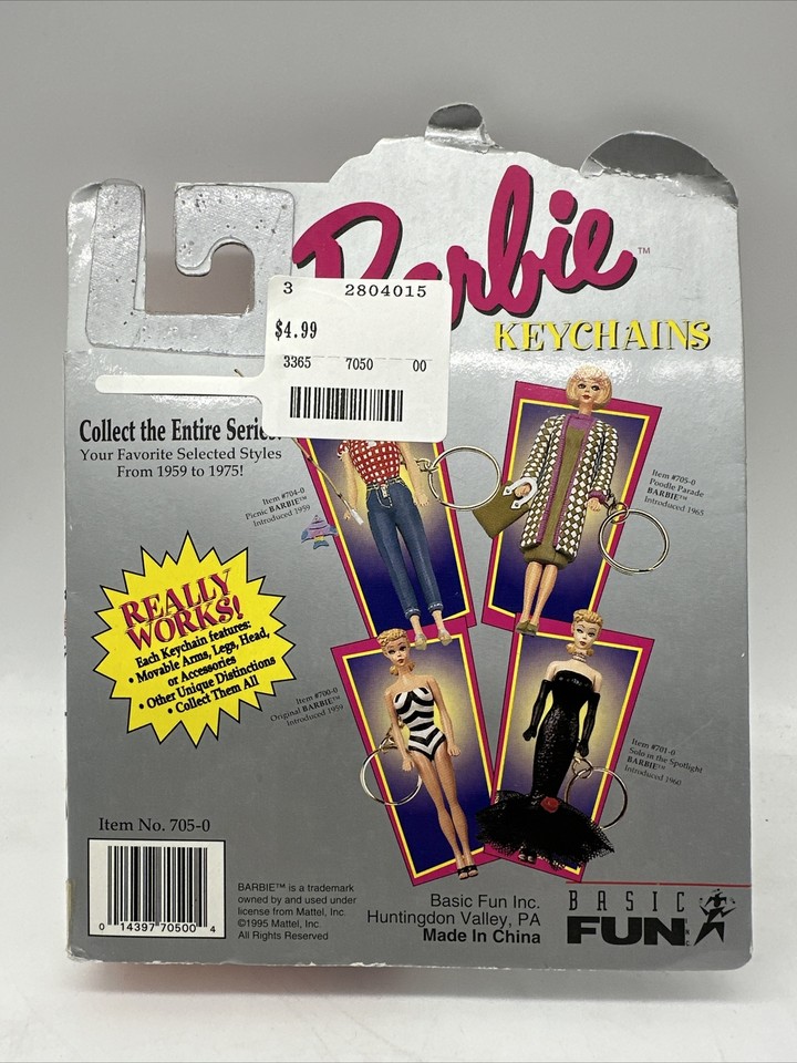 NEW Vintage 1995 Barbie Poodle Parade Barbie Doll Keychain w/ Purse ...