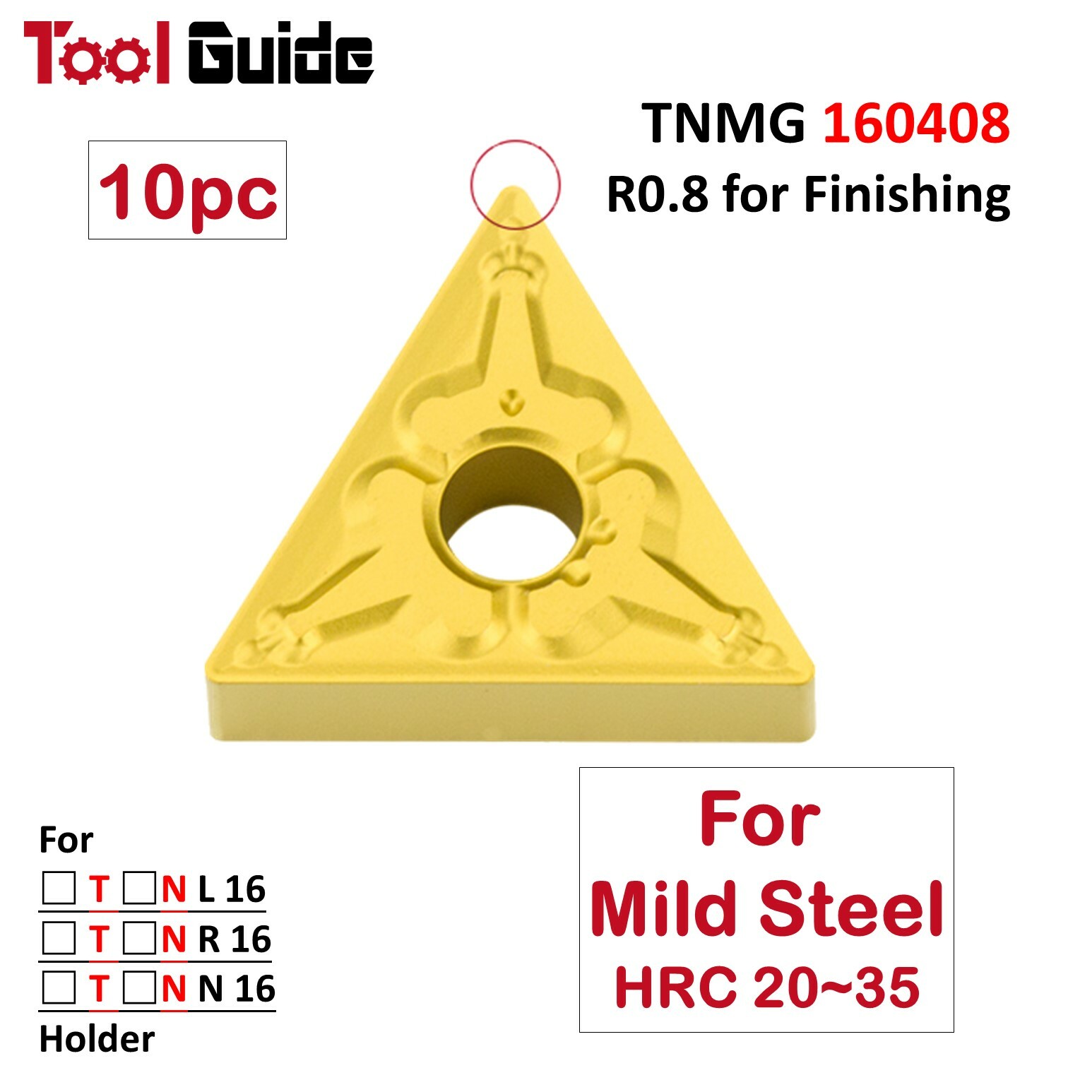 10pc TNMG 160404 160408 Turning Cylindrical Indexable Lathe Carbide ...