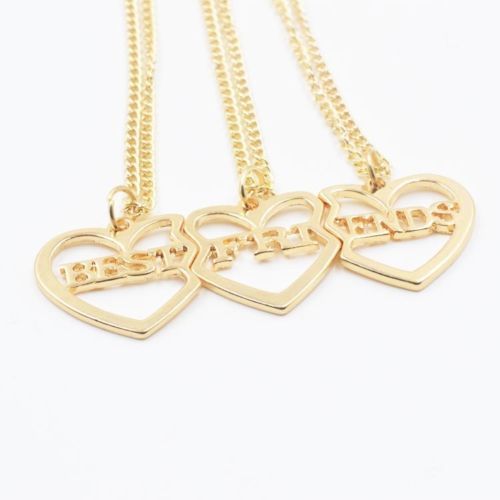 3PCs/Set BEST FRIENDS Gold Heart Friendship Pendant Choker Necklace ...