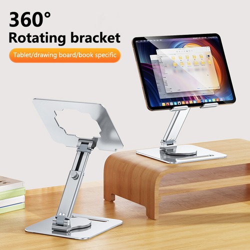 Aluminum Tablet Stand 360°Rotating Folding Adjustable Desk Holder Mount ...