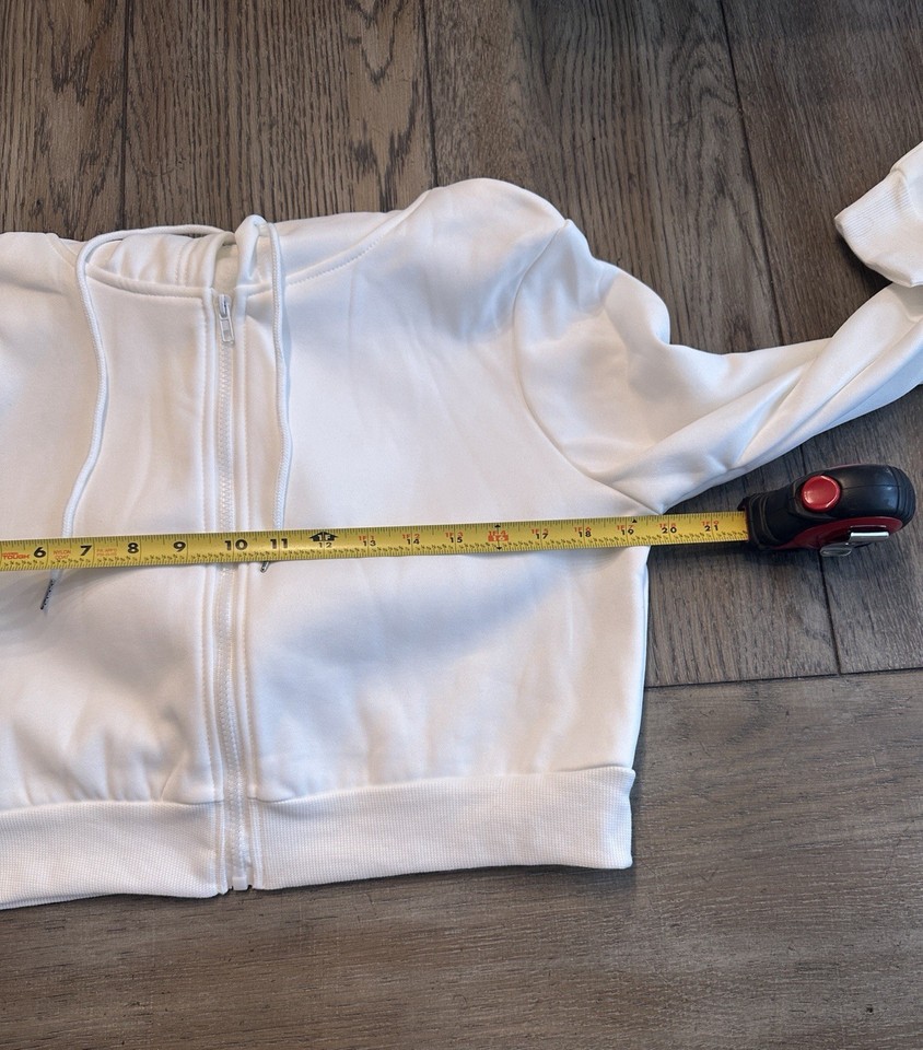 Women’s White Zip Up Cropped Hoodie Size Med New Without Tags Never ...