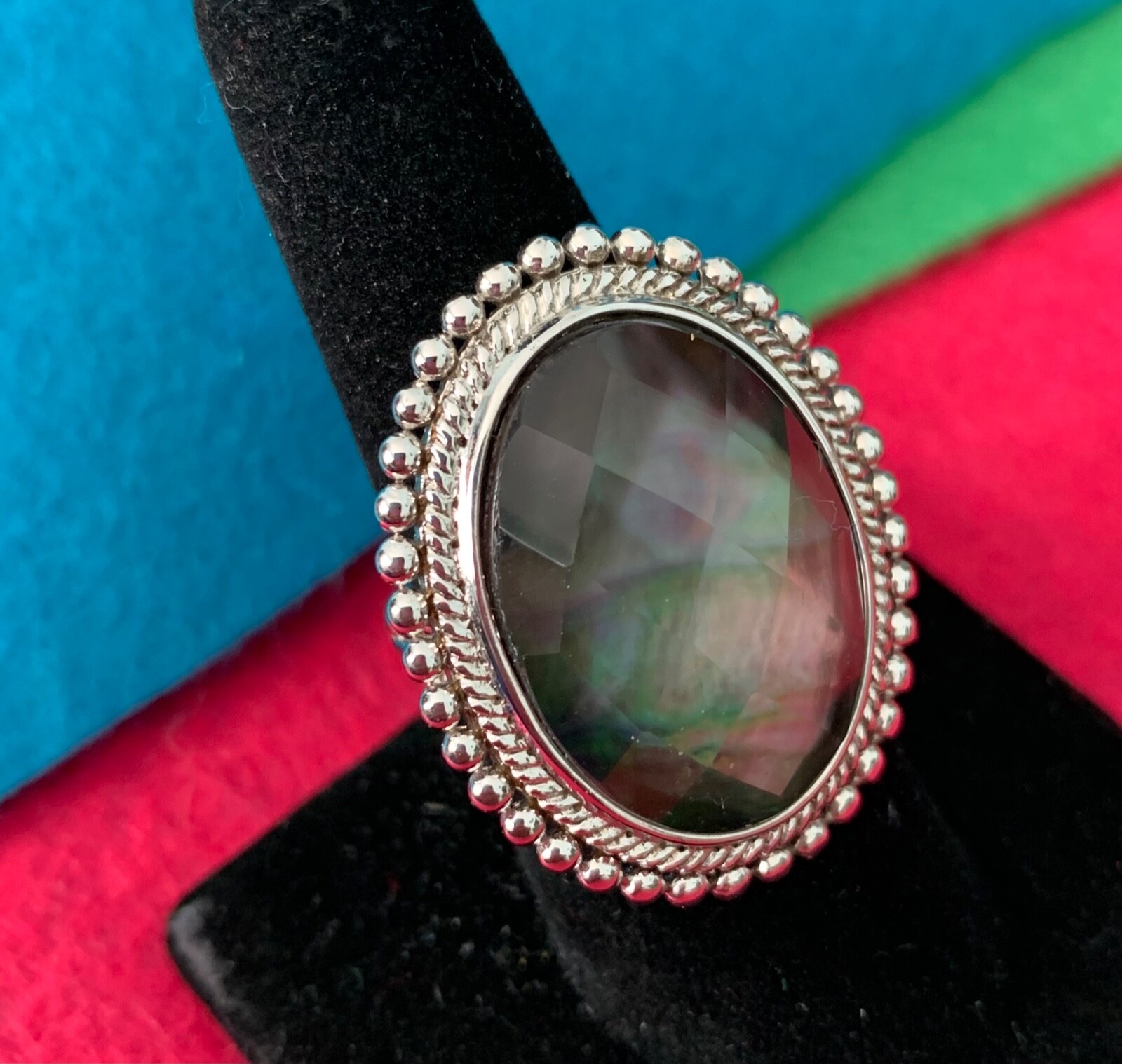 Honora Black Mother-of-Pearl Oval Doublet Sterling Ring - size 8 | eBay