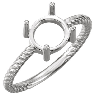 14K Gold Round Cabochon Cut Ring Setting Solitaire Rope Style Ring ...