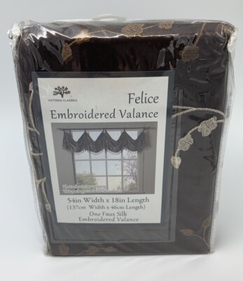 Victoria Classics Felipe Embroidered Valance 54” x 18” One Faux Silk | eBay