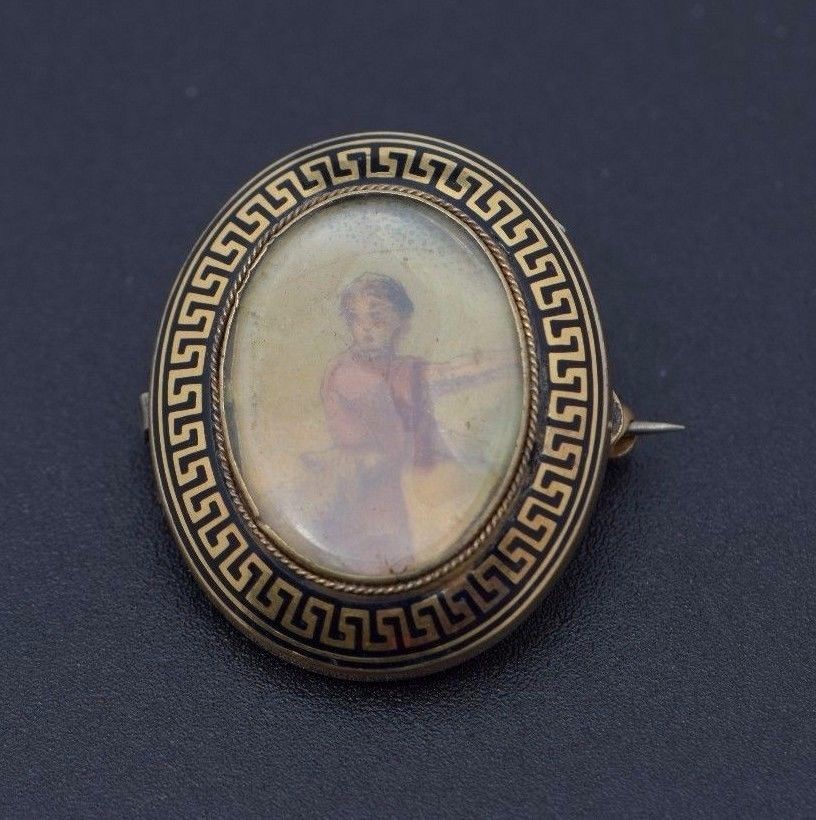 10K Yellow gold Enamelled Mourning Style Victorian Pin, Circa 1880 | eBay