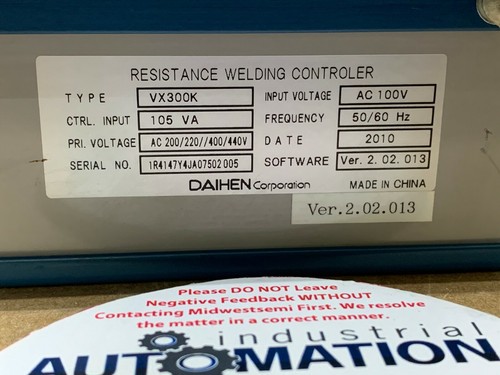 DAIHEN OTC VX300K SUPER TIMER 300K RESISTANCE WELDING CONTROLLER SHIPS ...