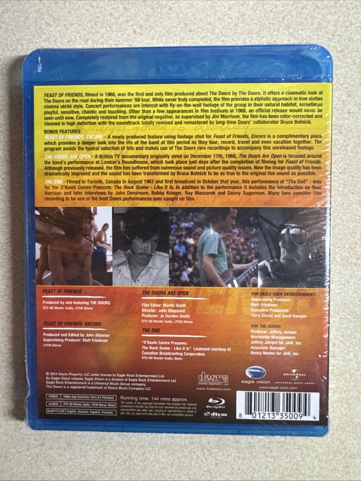The Doors: Feast of Friends (Blu-Ray, 1968) NEW, FACTORY SEALED ...