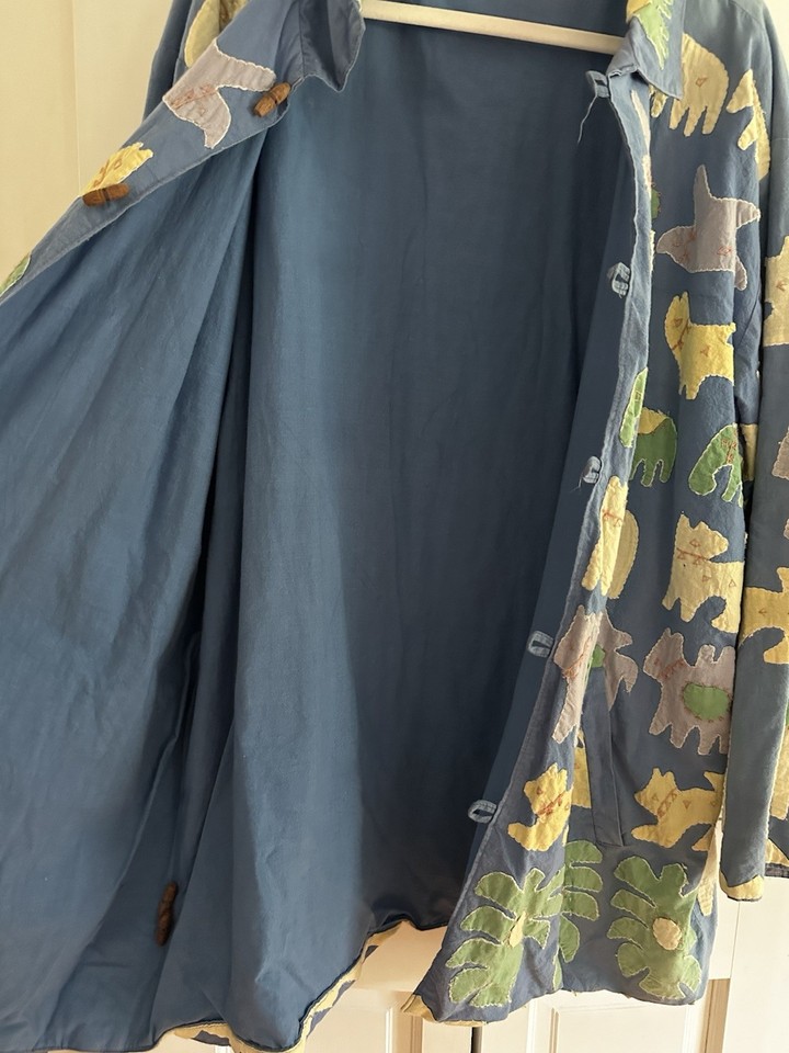 APRIL CORNELL womens M/L Applique JACKET COAT elephants Birds Turtles ...