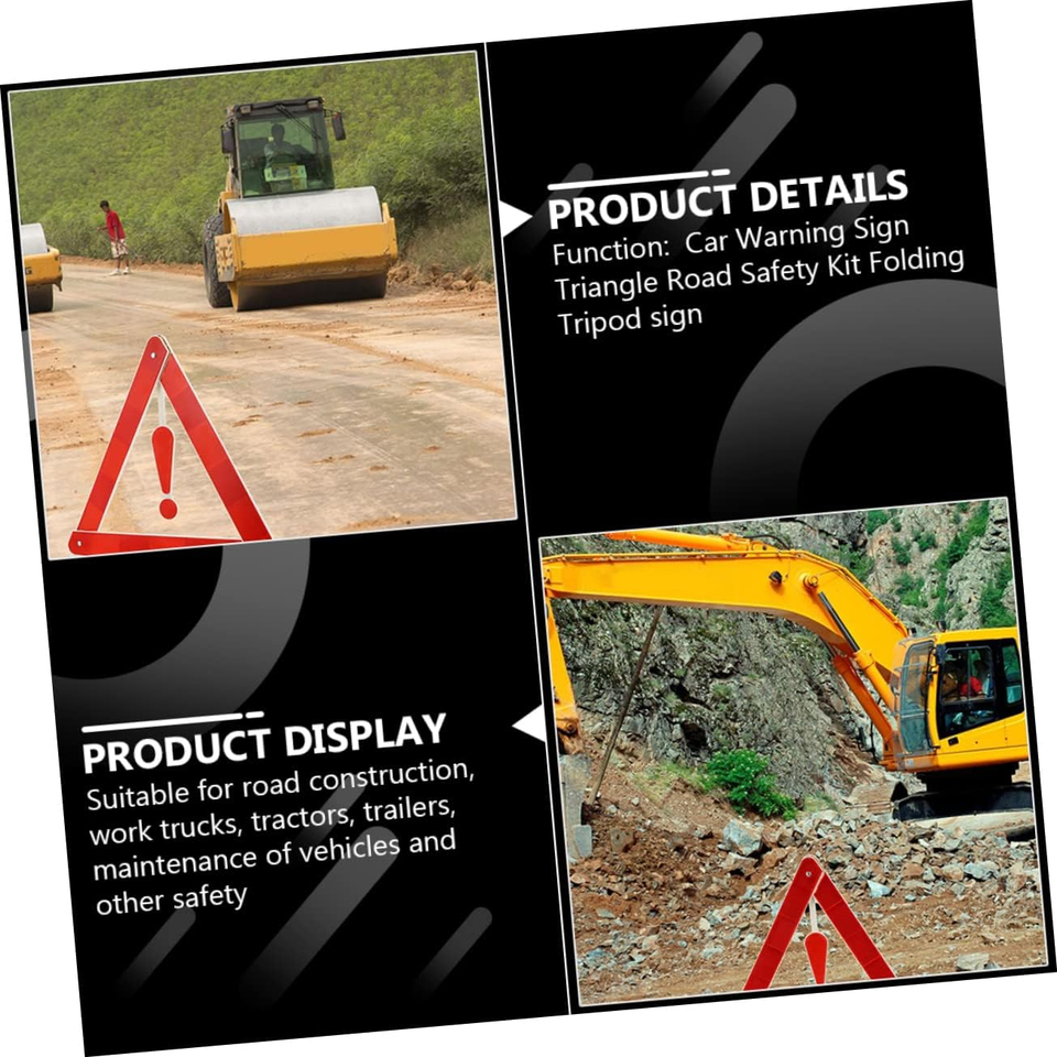 SOLUSTRE 4Pcs Car Warning Sign Warning Triangle Safety Sign Kit ...