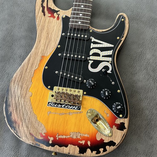 Handmade ST SRV Relic Aged Handmade Electric Guitar SSS Pickups Full ...