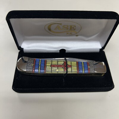 CASE XX #38713 STAINED GLASS CROSS NATURAL BONE SMOOTH COLOR WASH ...