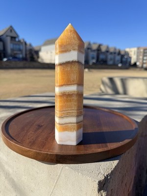 Large Banded Orange Calcite Tower 698g 19.4 Cm Crystal Point | eBay