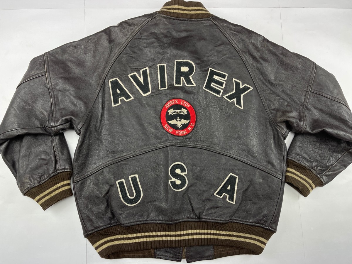 AVIREX leather jacket, vintage varsity, 90s hip hop 1990s AVIREX leather jacket, vintage varsity, 90s hip hop 1990s